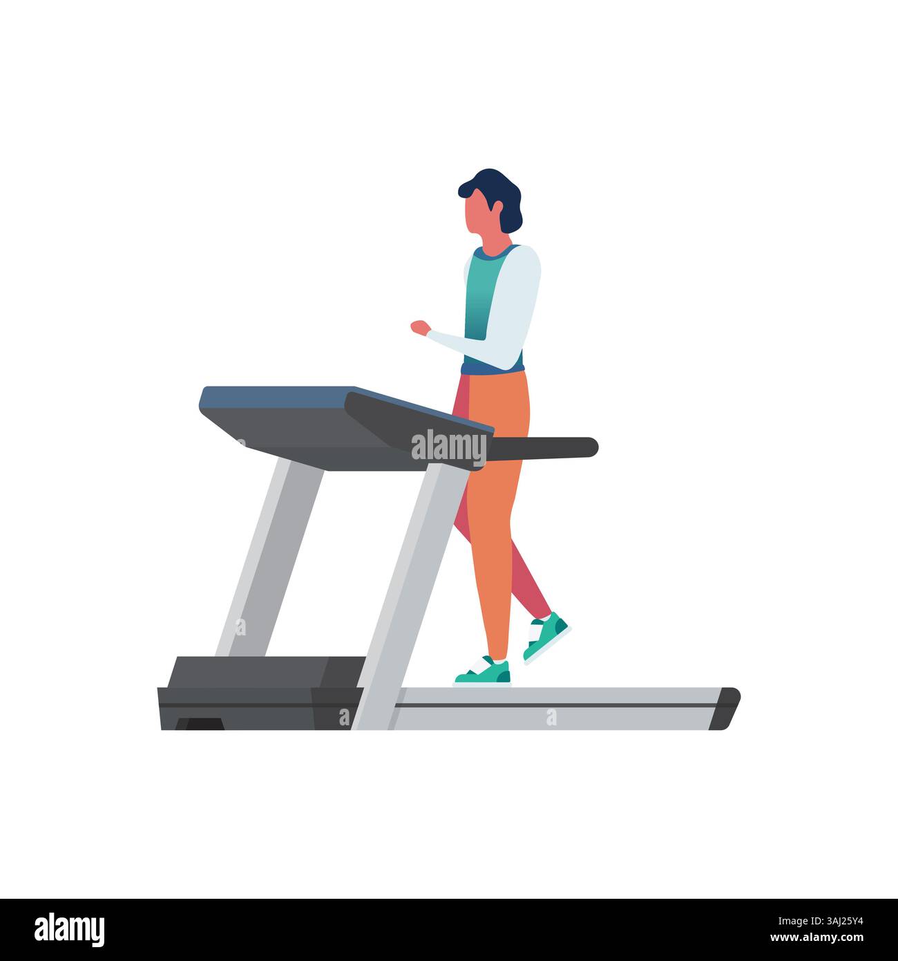 Man running on a treadmill isolated on white background. Vector illustration Stock Vector Image ...