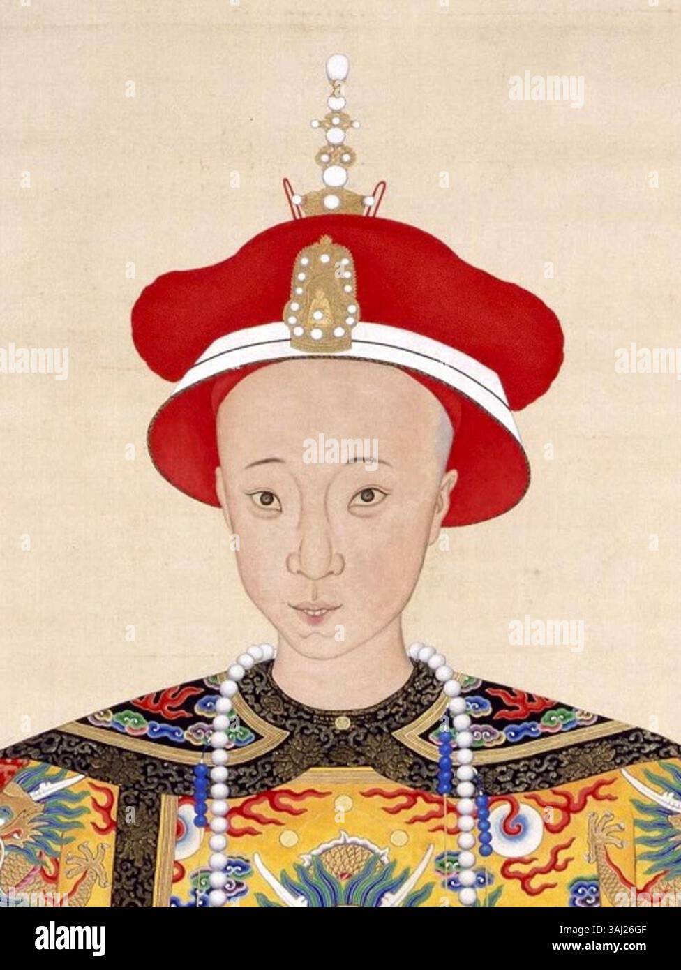 Portrait of Emperor Muzong Tongzhi of the Qing Dynasty, painted by an ...