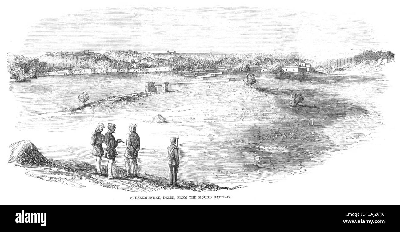 Illustration of the view from the Mound Battery during the 1857 Indian ...