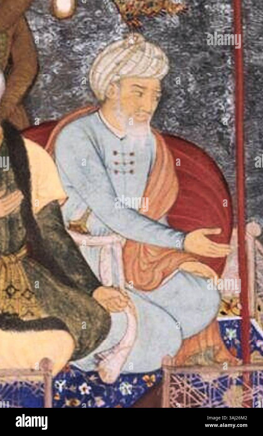 This 1589 painting shows Munim Khan, the Mughal Governor of Kabul, traveling by boat on the ...