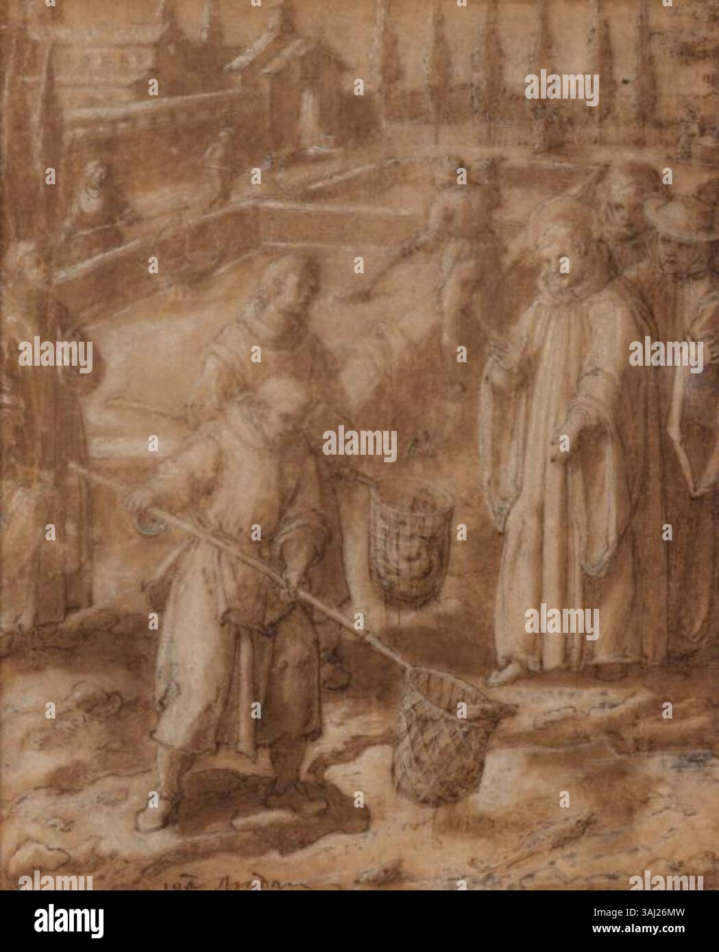 This ink and wash drawing by Stradanus illustrates a miraculous event ...