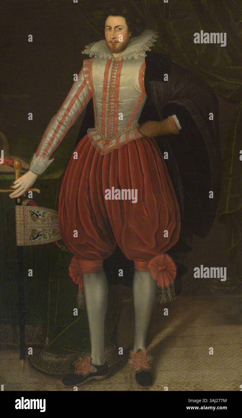 This portrait of Henry Ashe, dated 1610, presents him in the style of ...