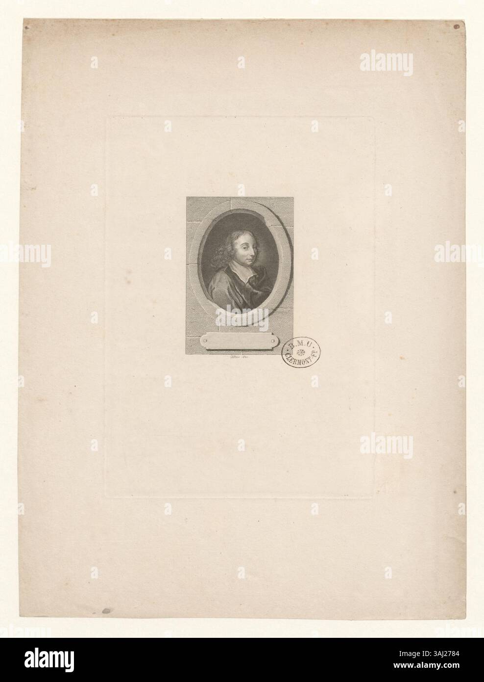 This intaglio print from the Boyer collection captures Blaise Pascal, a ...