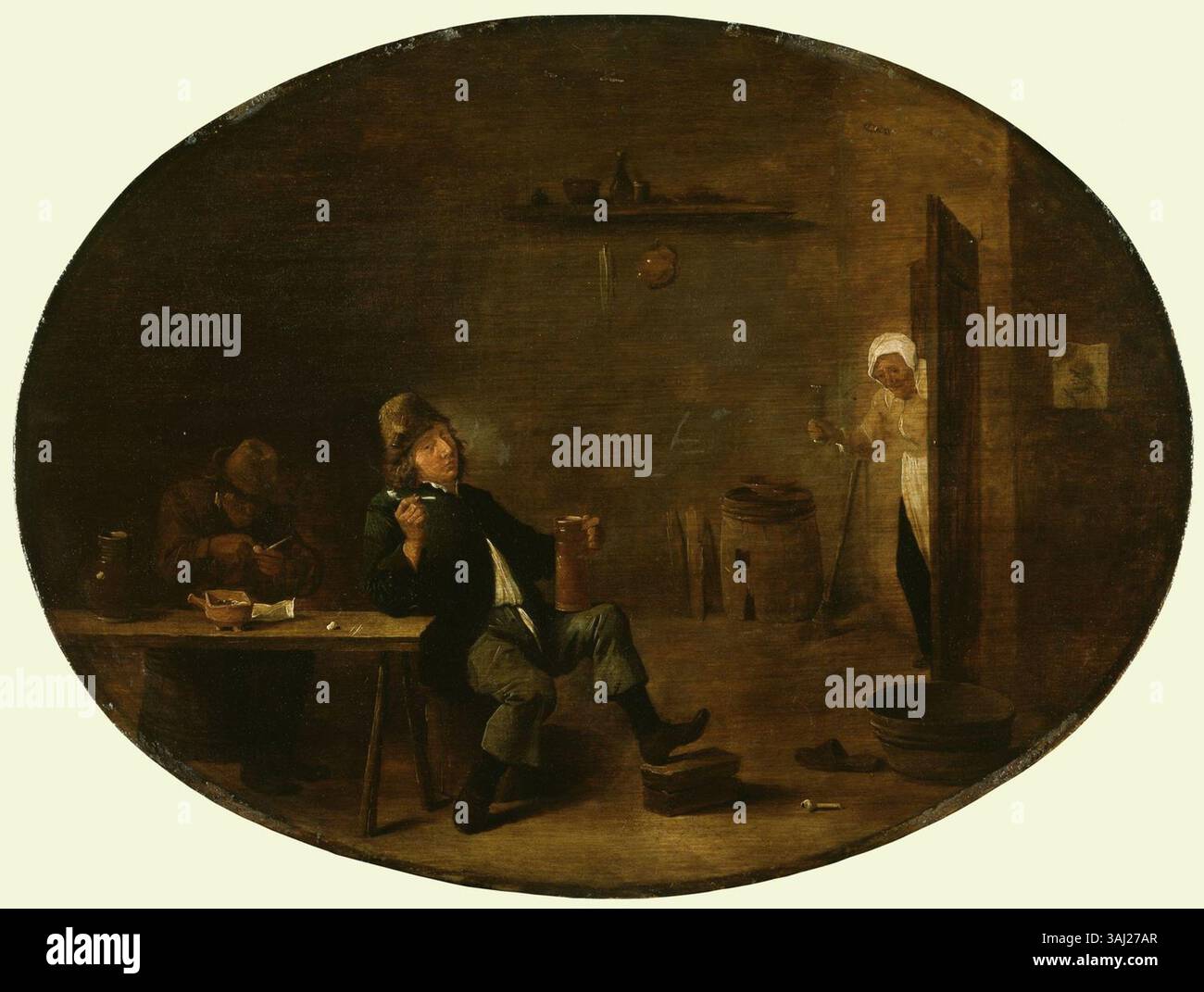 This genre painting, created between 1700 and 1750, depicts peasants ...