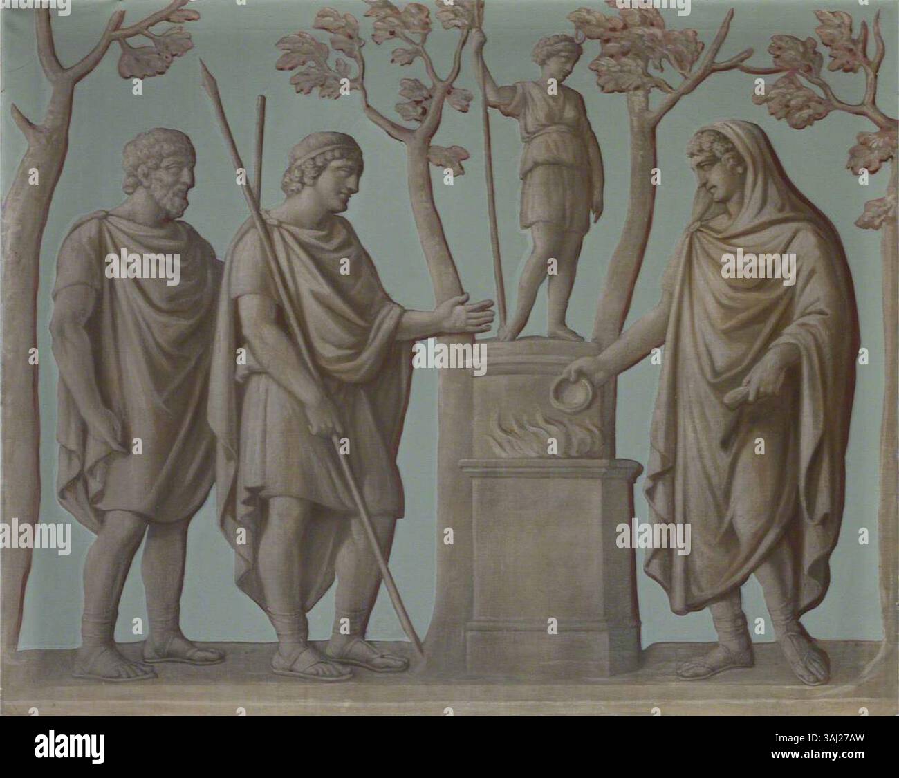 A painting depicting the sacrificial scene to the Roman goddess Diana ...