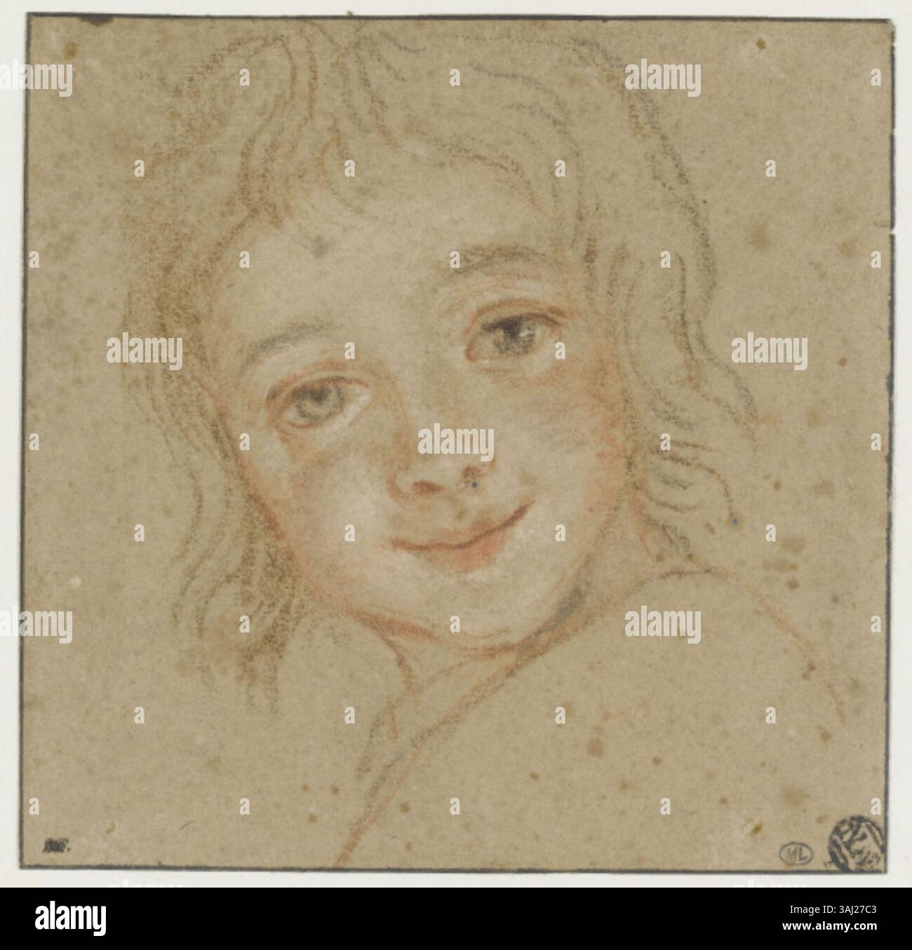 *Head of a Child* by Antoine Coypel, created circa 1702, is a drawing ...
