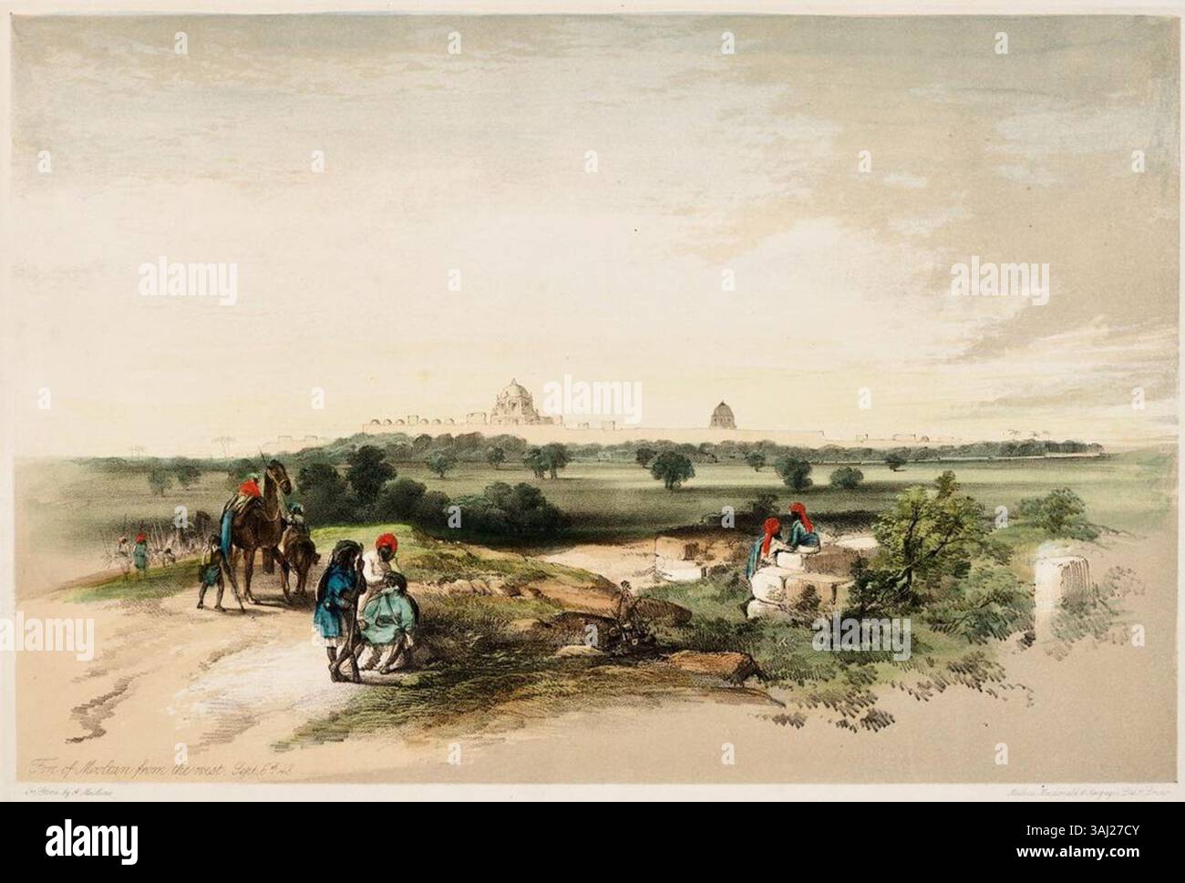 A lithograph depicting the Fort of Mooltan from the west, dated ...