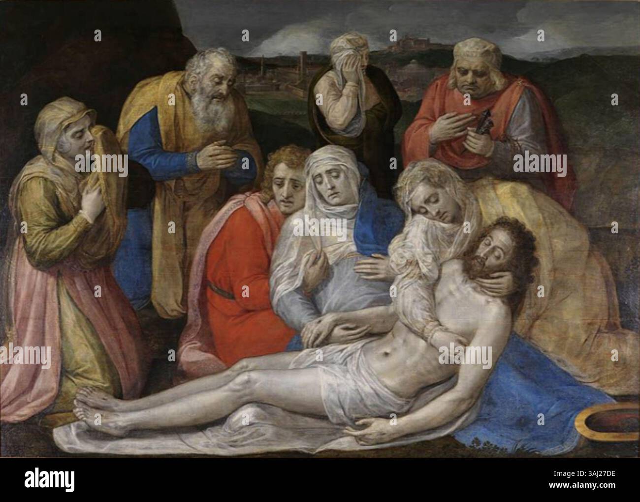 Frans Floris' 1560 painting, 'Lamentation of Christ,' depicts the mourning over Christ’s body ...