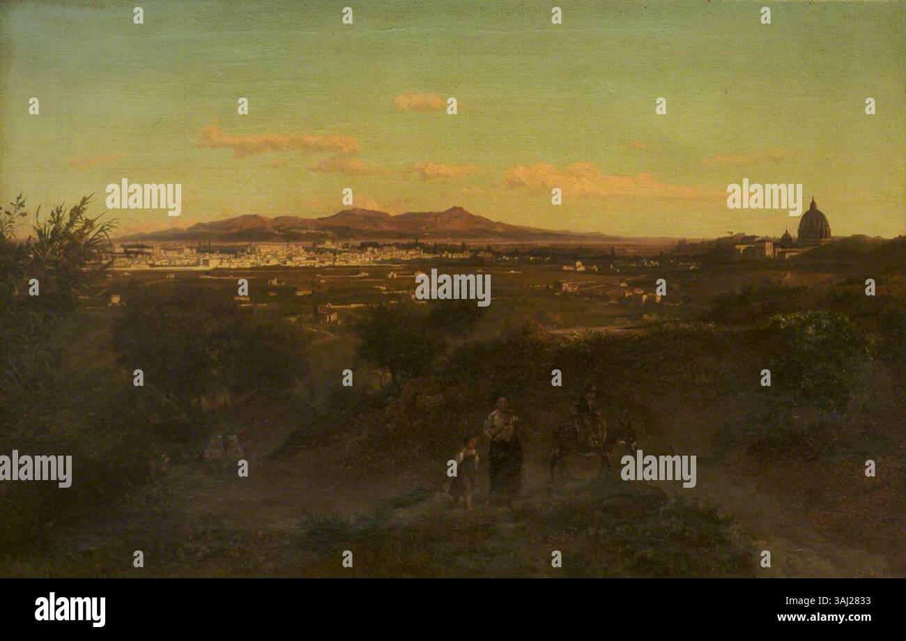 Anonymous painting of a view of Rome, created between 1800 and 1899 ...