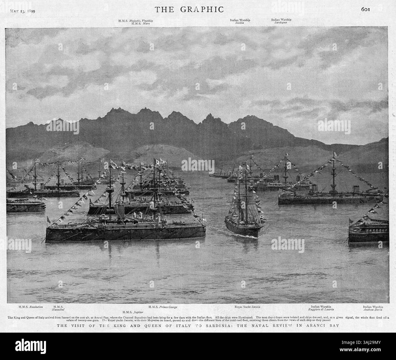 This 1899 print from 'The Graphic' depicts the naval review in Aranci ...