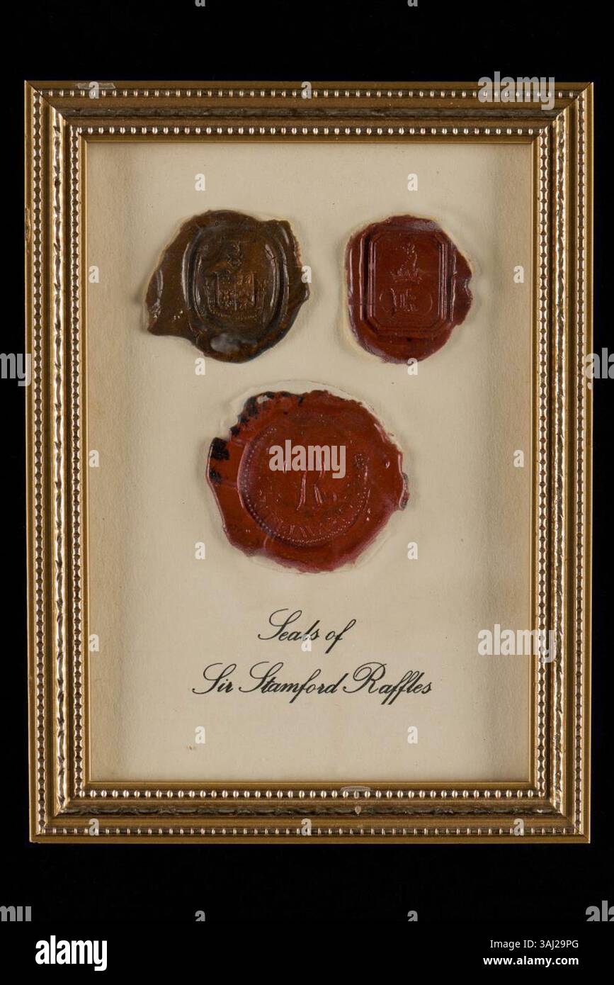These wax seals, used by Sir Stamford Raffles during his tenure as ...