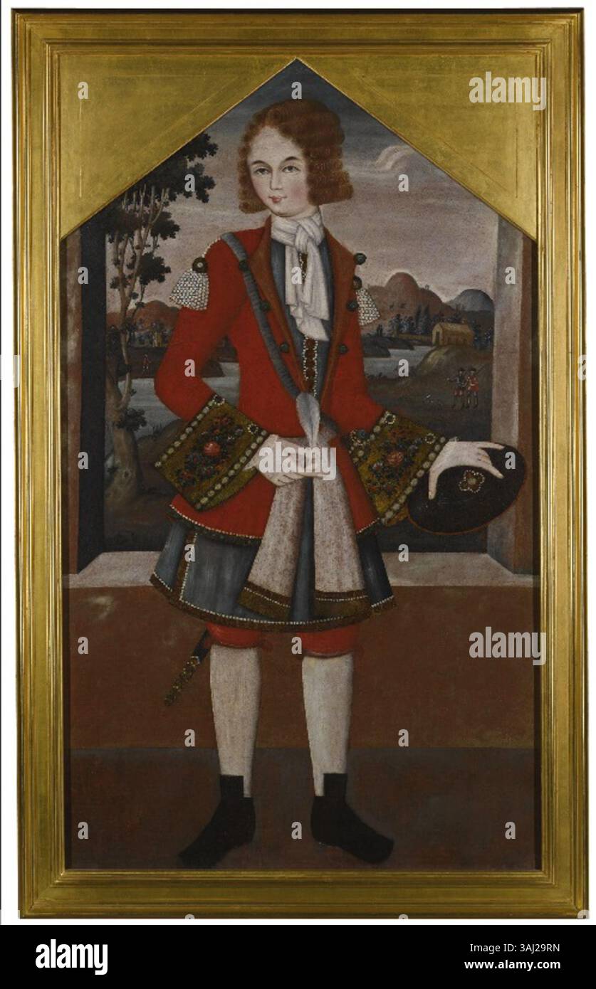 This painting, attributed to Muhammad Sadiq, features a European ...