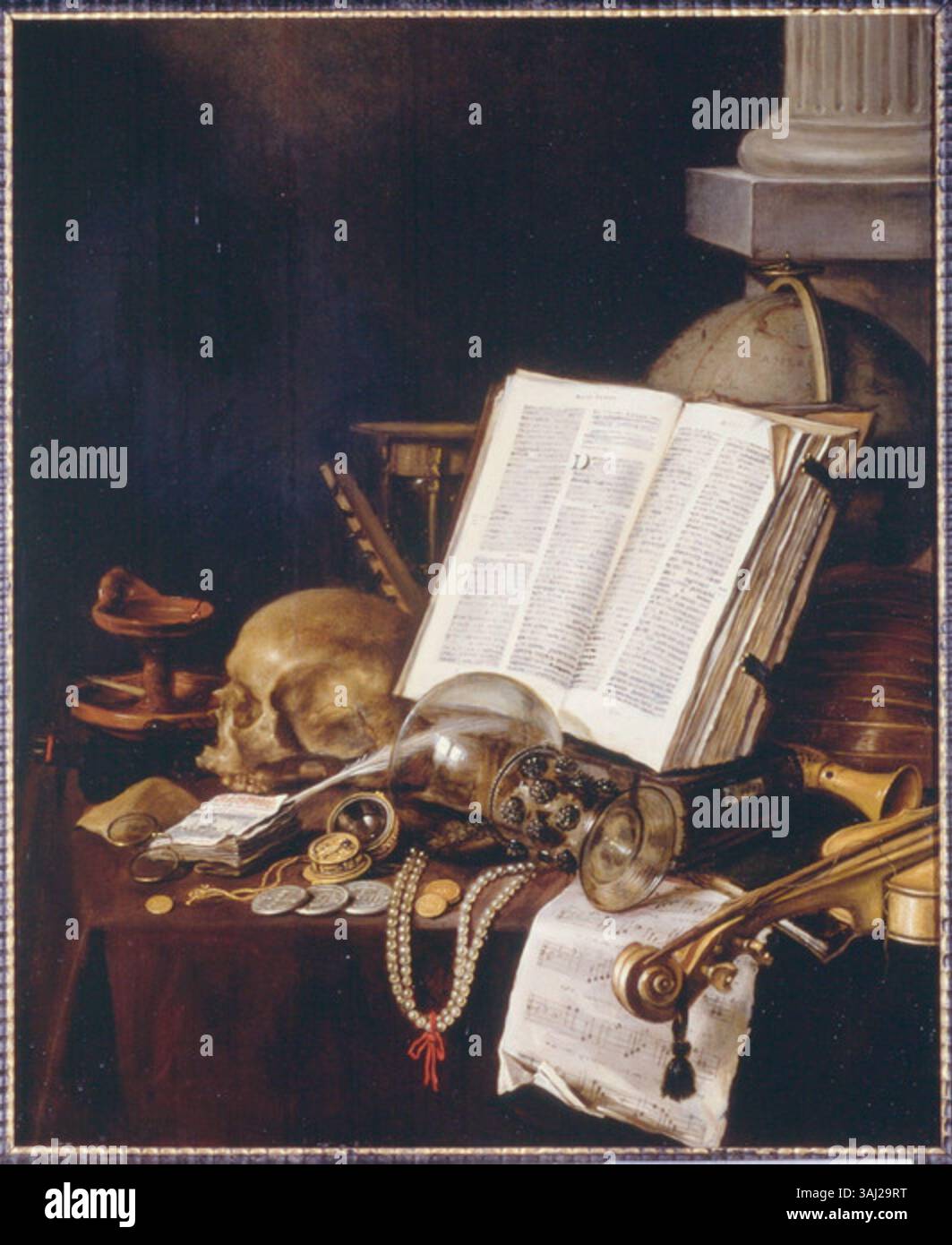 A 1655 still life by Pieter Claesz, depicting a vanitas theme with ...