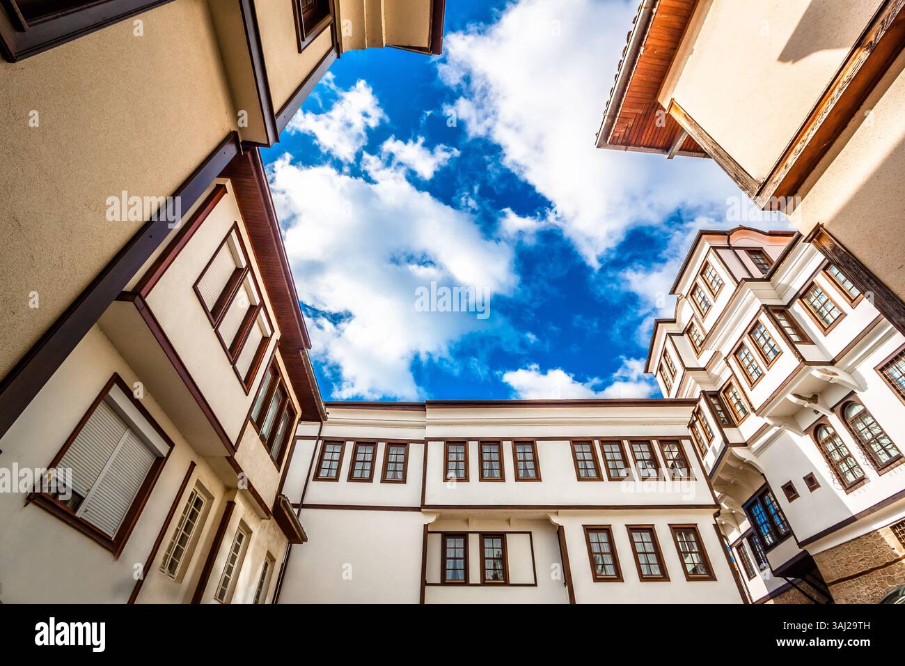 Traditional houses in Ohrid city, UNESCO world heritage in North ...