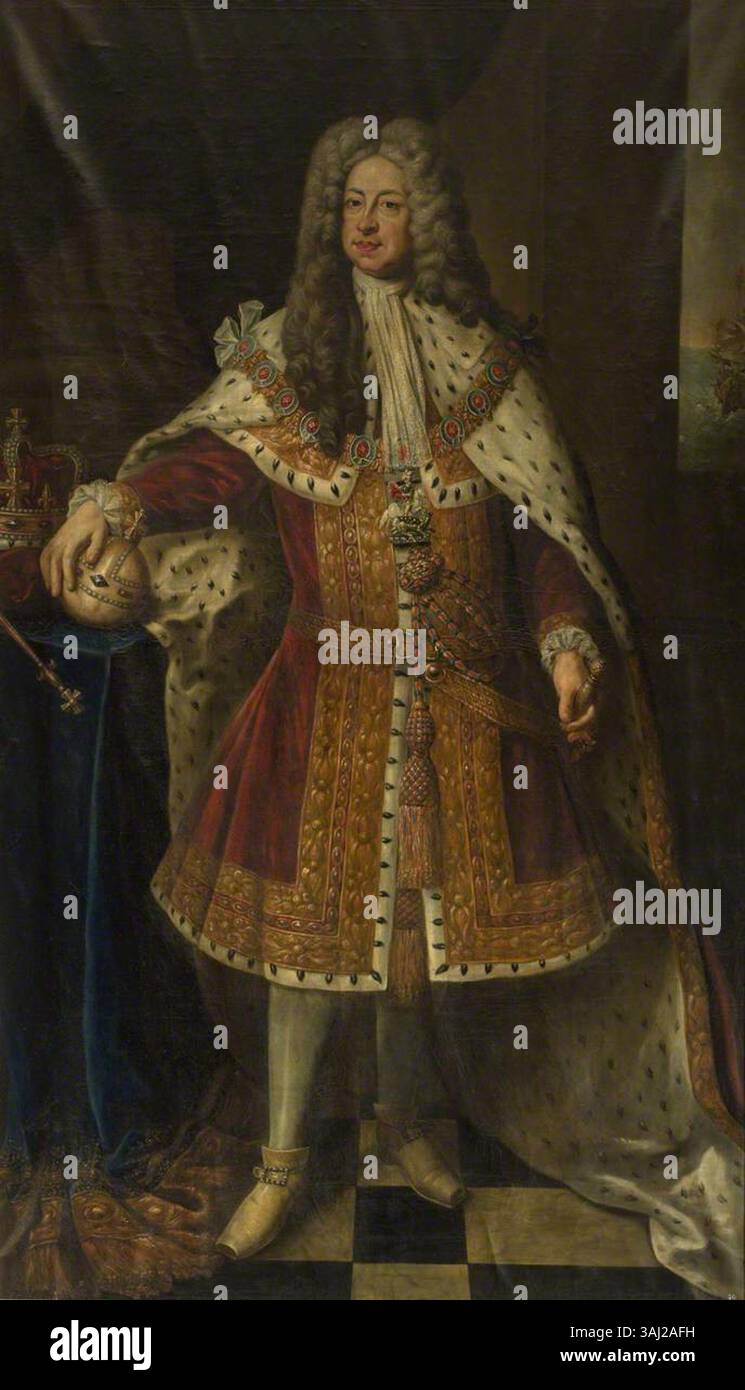 This portrait, after Godfrey Kneller, depicts King George I (1660-1727 ...