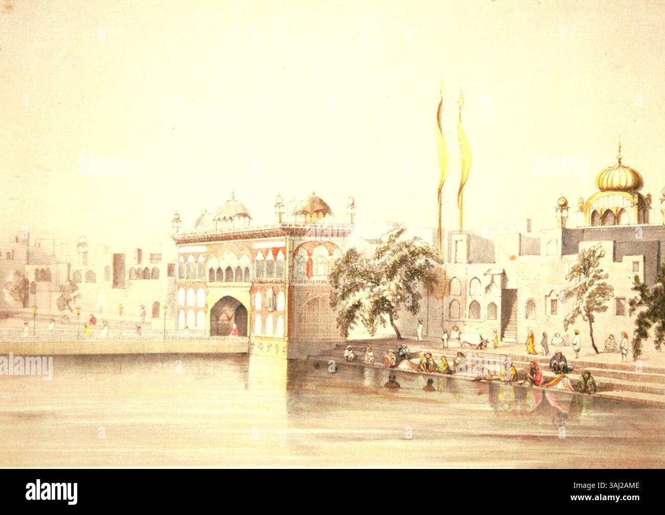 This 1854 color-tinted lithograph illustrates the entrance to the Holy ...