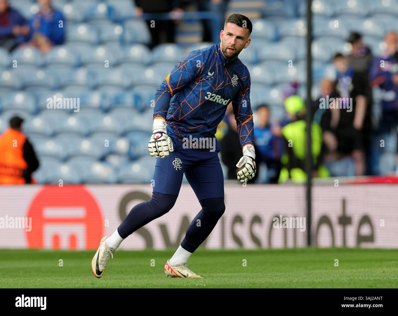 Rangers goalkeeper Liam Kelly warms up before the UEFA Europa League ...