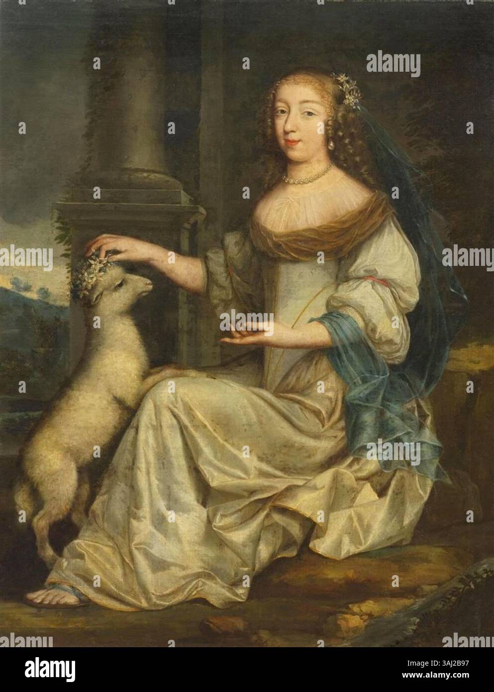 This 17th-century portrait represents a woman depicted as Saint Agnes ...