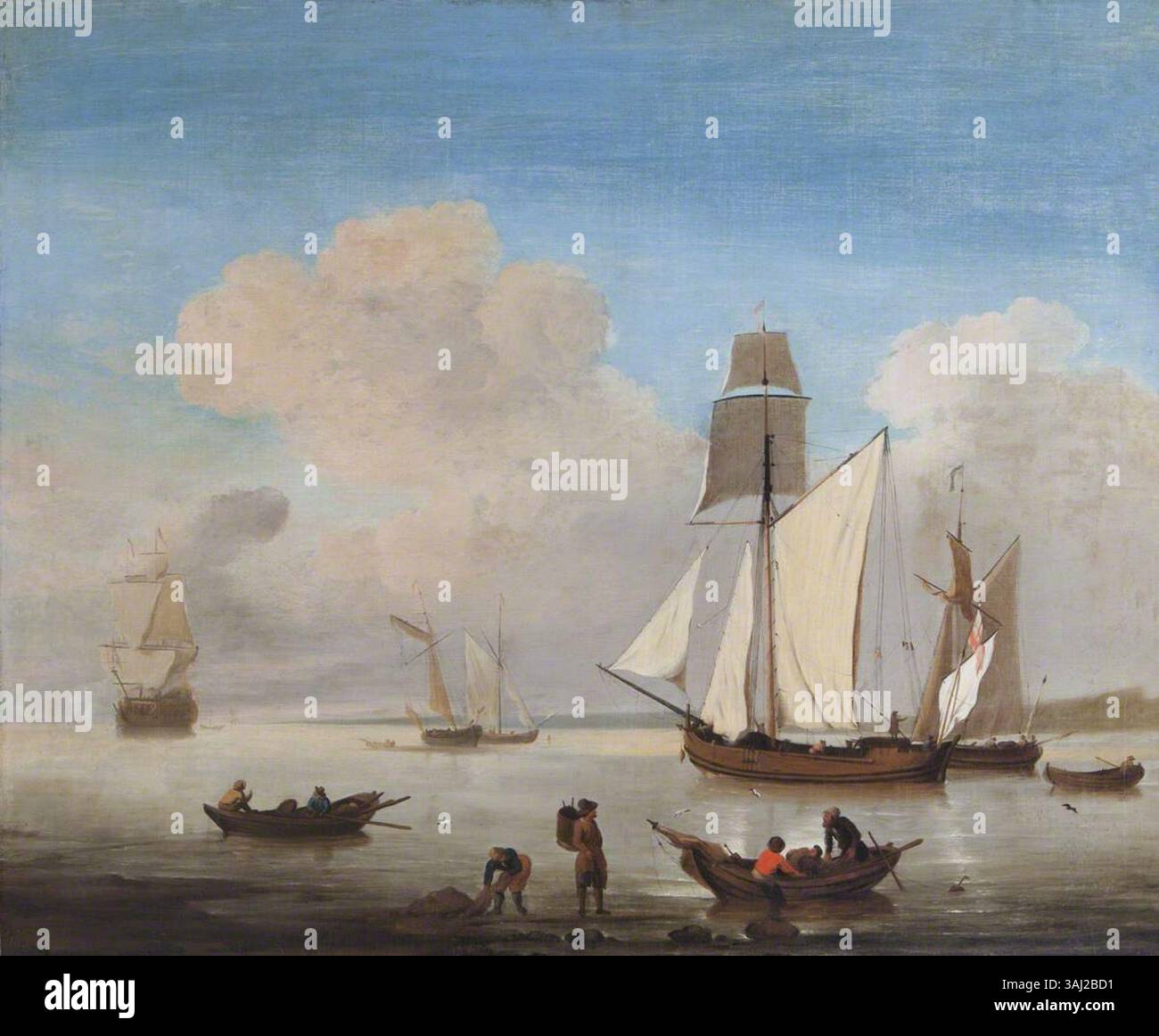 This marine painting, created between 1730 and 1799, depicts ships ...