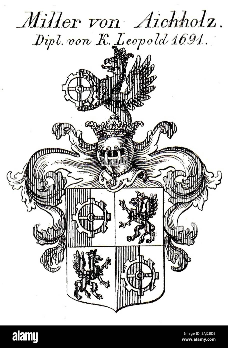 A 1691 heraldic coat of arms, created by Konrad Tyroff, representing ...