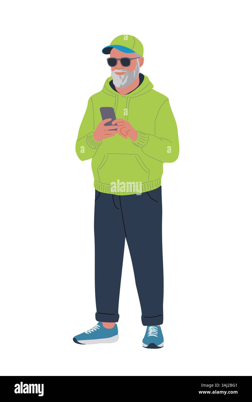 Elderly using mobile phone Stock Vector Images - Alamy
