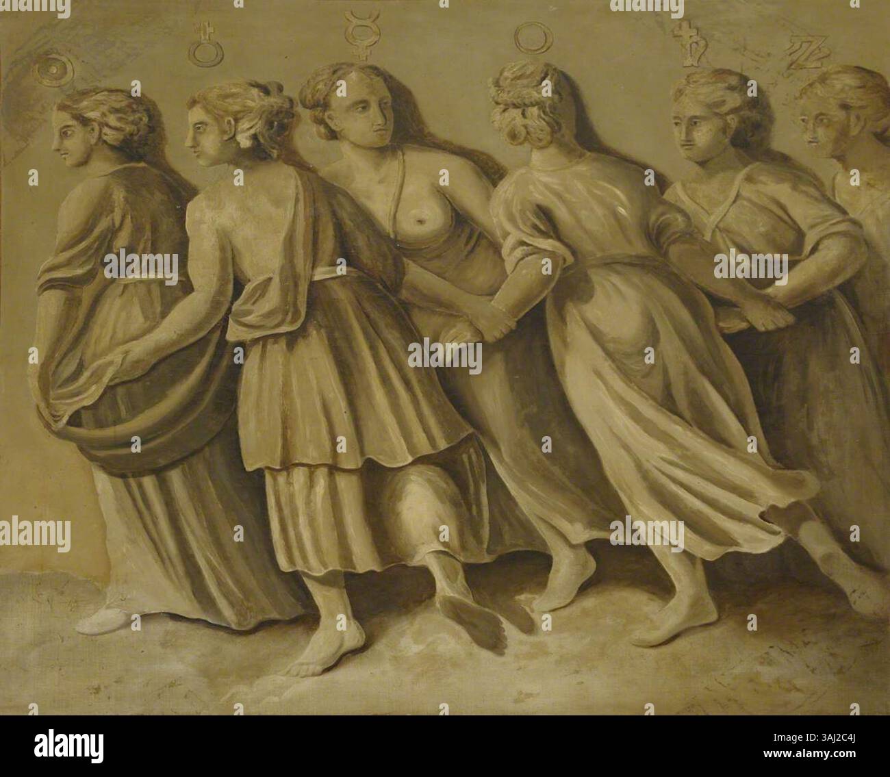 A 1725-1775 painting depicting a female personification of the planets ...