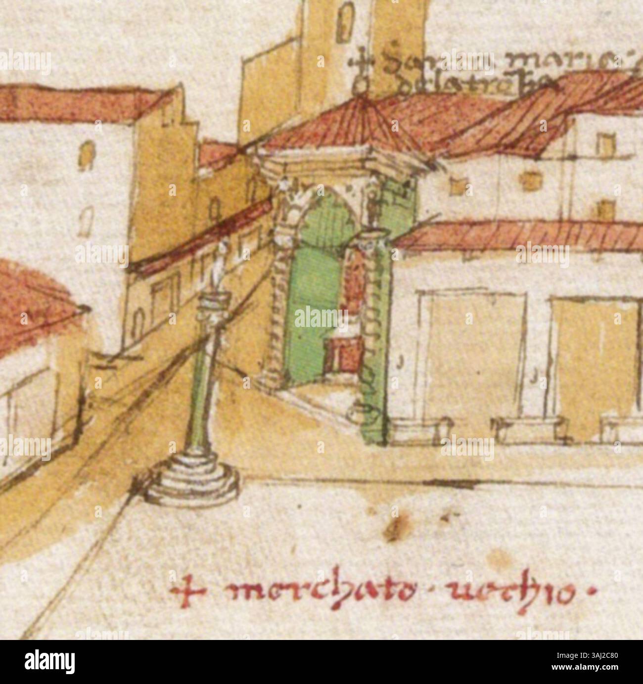 The 'Codice Rustici' from the 1440s depicts an old market scene, with a ...