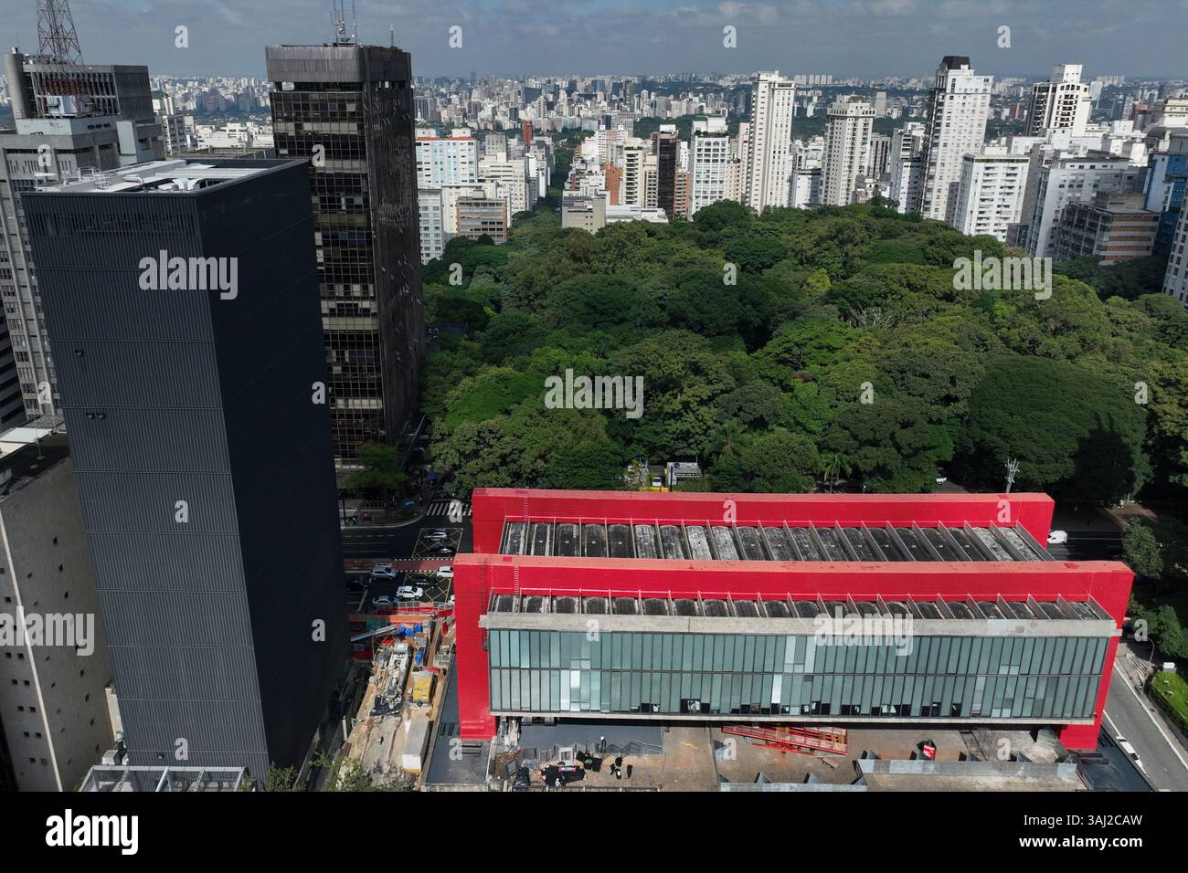 An aerial view of the Sao Paulo Art Museum or MASP, and its new ...