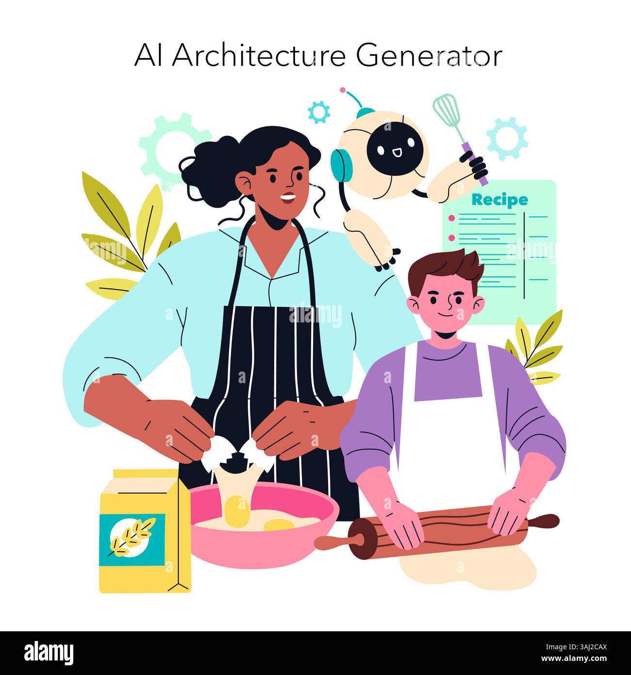 AI hobbyist collaboration in culinary creativity. The illustration ...