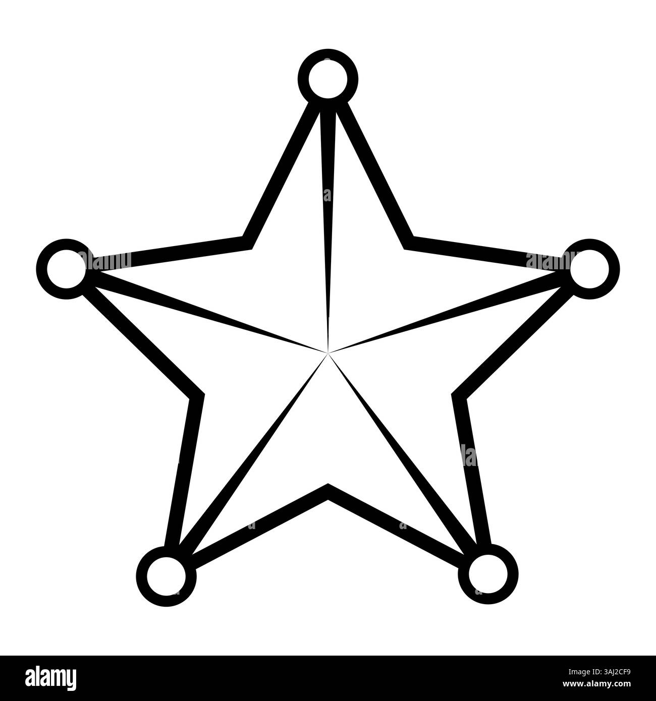 Sheriff Star Badge Outline, with Circular Tips Stock Vector Image & Art ...