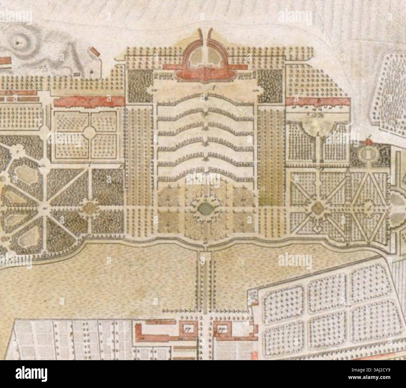 Plan of the Sanssouci Park, Potsdam, 1772, etched by Johann Friedrich ...