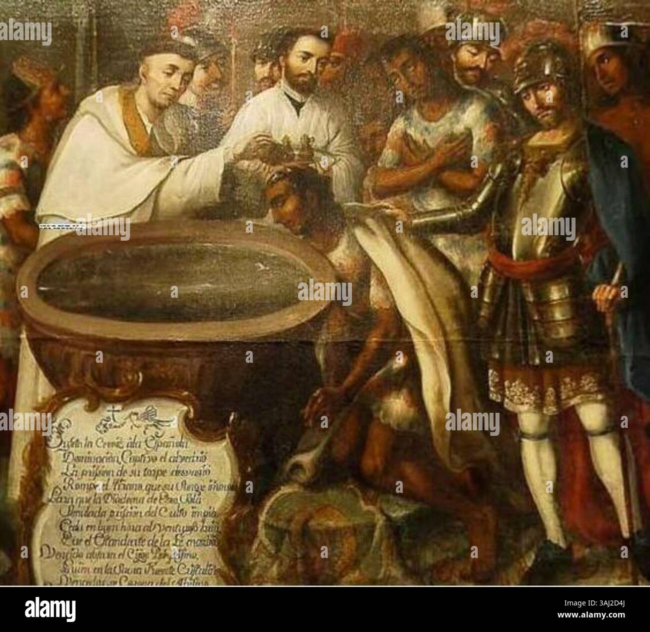 This 18th-century history painting, titled 'Evangelización por la Orden ...