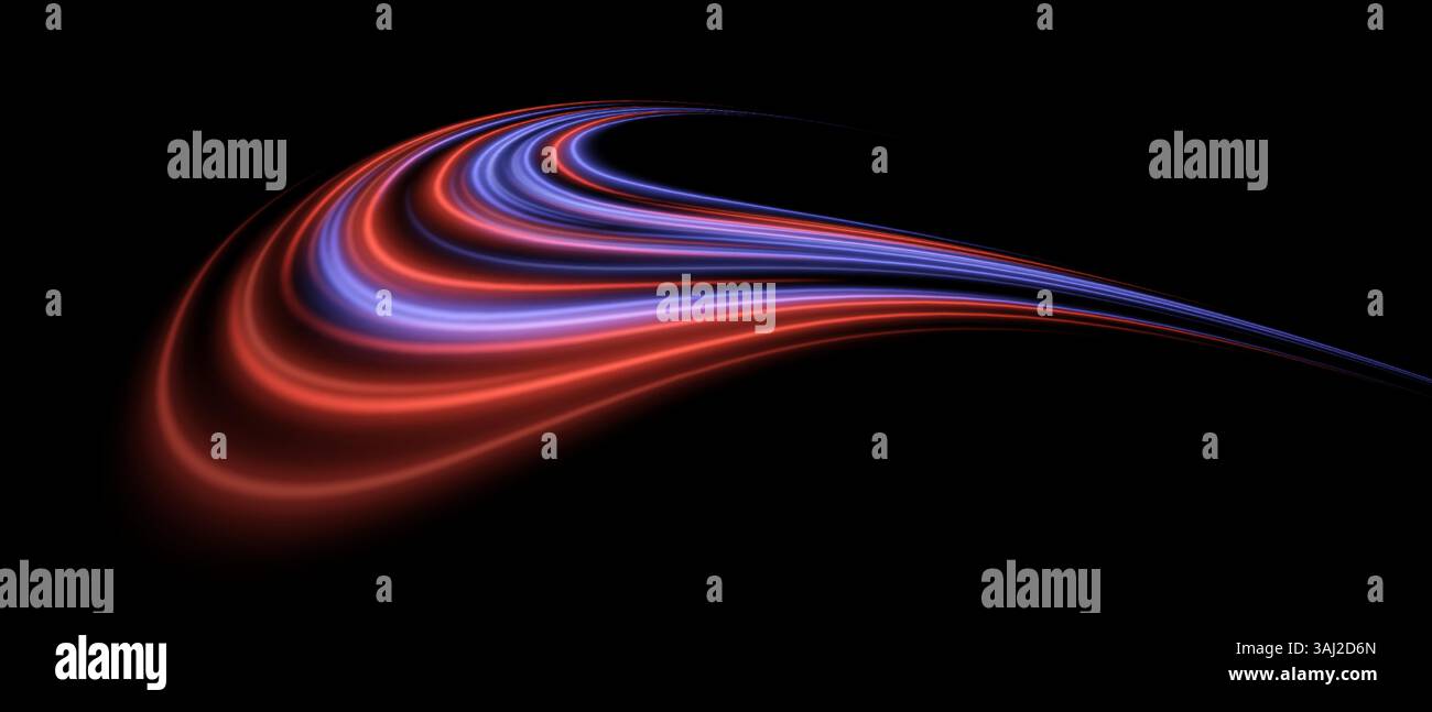 Glowing stream. Pink and blue light waves blend into sharp motion ...