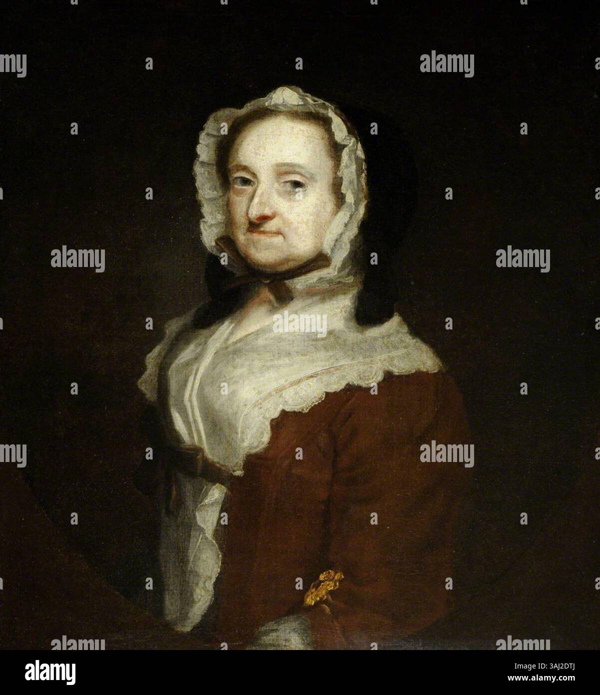 This portrait in the style of Joshua Reynolds depicts an unknown woman ...