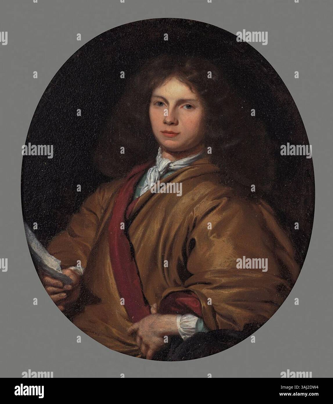 This anonymous portrait of a young man, painted between 1690 and 1695 ...