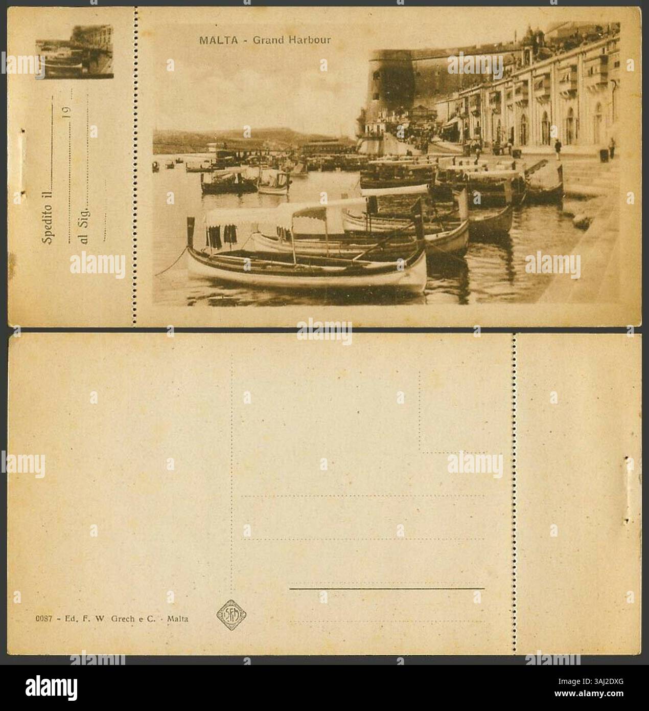 A vintage circa 1920 postcard depicting native Maltese boats, known as ...