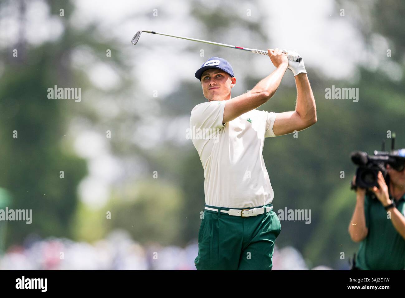 Ludvig Åberg of, Sweden. , . during the first round of the 2025 Masters ...