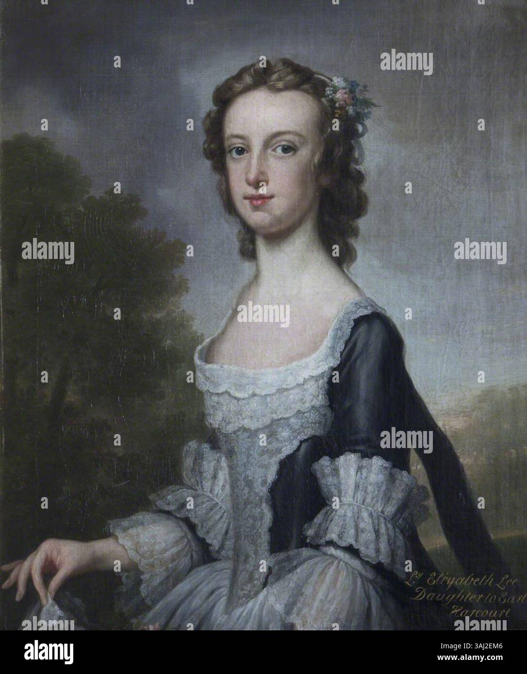 This portrait, attributed to George Knapton, depicts Lady Elizabeth Harcourt, also known as Lady ...