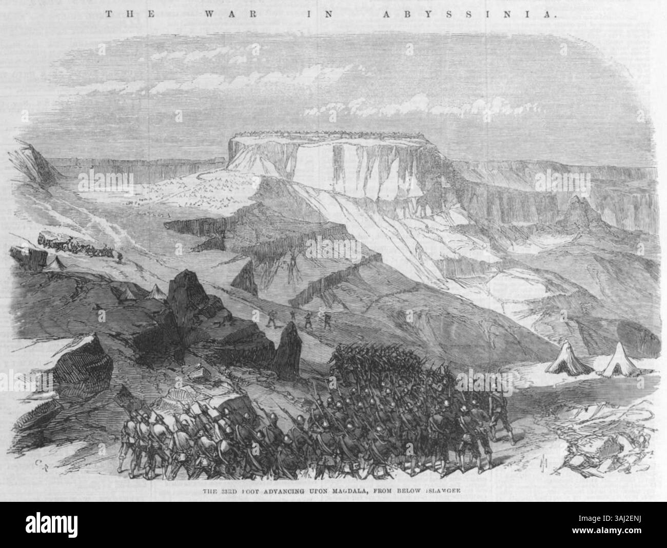 This illustration shows King Theodore of Ethiopia lying dead at Magdala ...