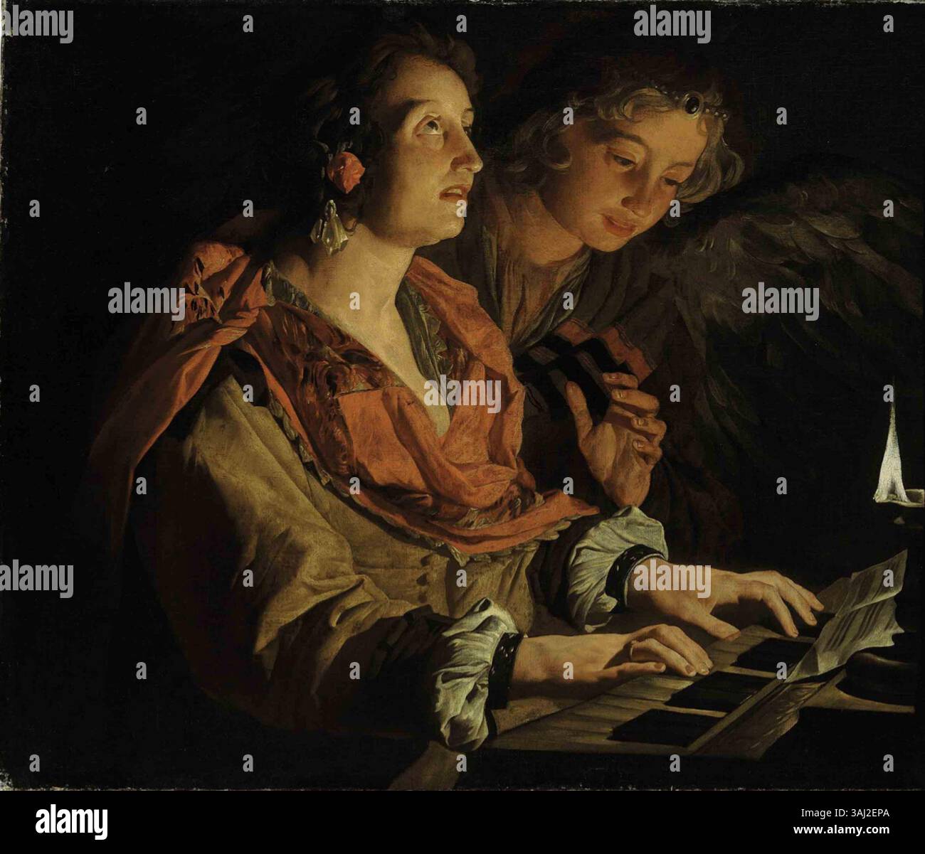 Saint Cecilia and the Angel, painted by Matthias Stom between 1633 and ...