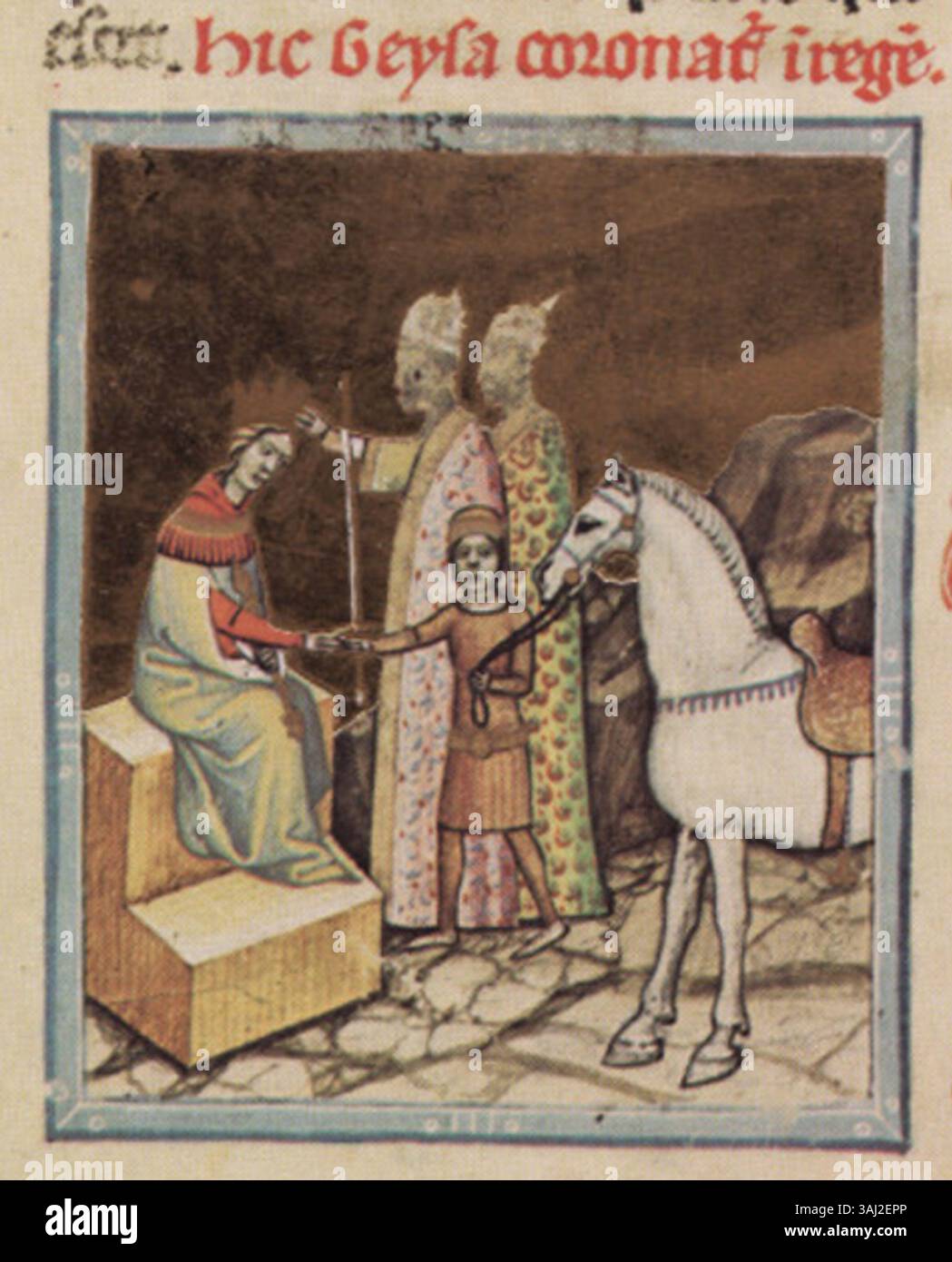 This *Chronicon Pictum* (circa 1360) shows the coronation of King Géza ...