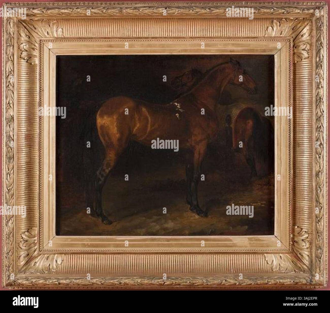 This painting by Géricault, depicting a Spanish horse in a stable, was ...