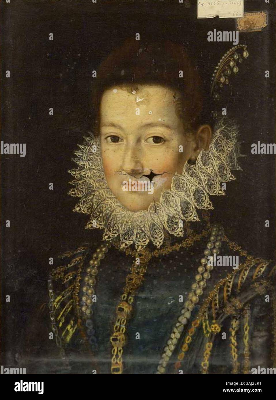 This portrait, dating from 1575 to 1599, depicts a lady in Renaissance ...