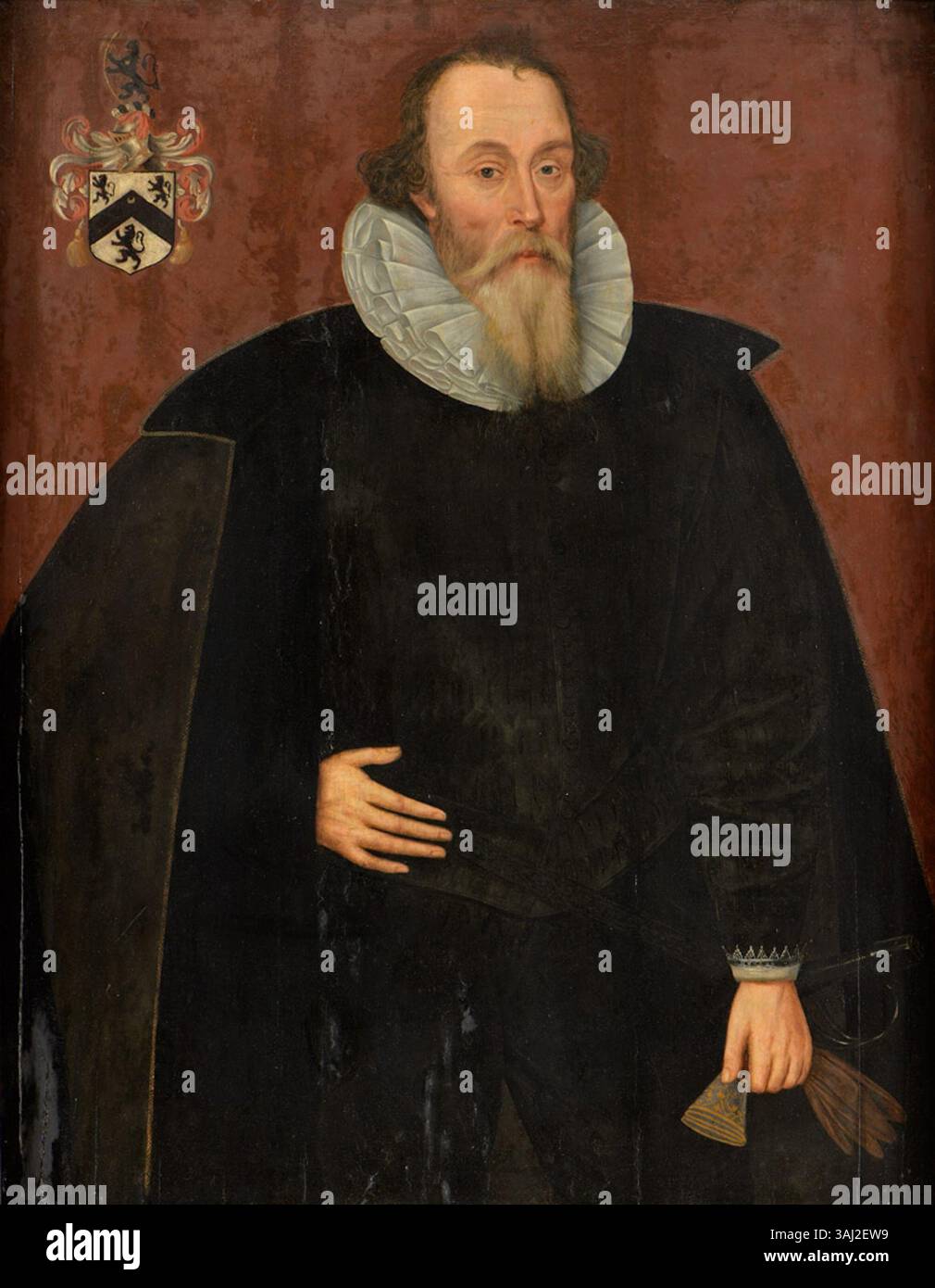 This 16th-century English portrait features a nobleman, identified by ...