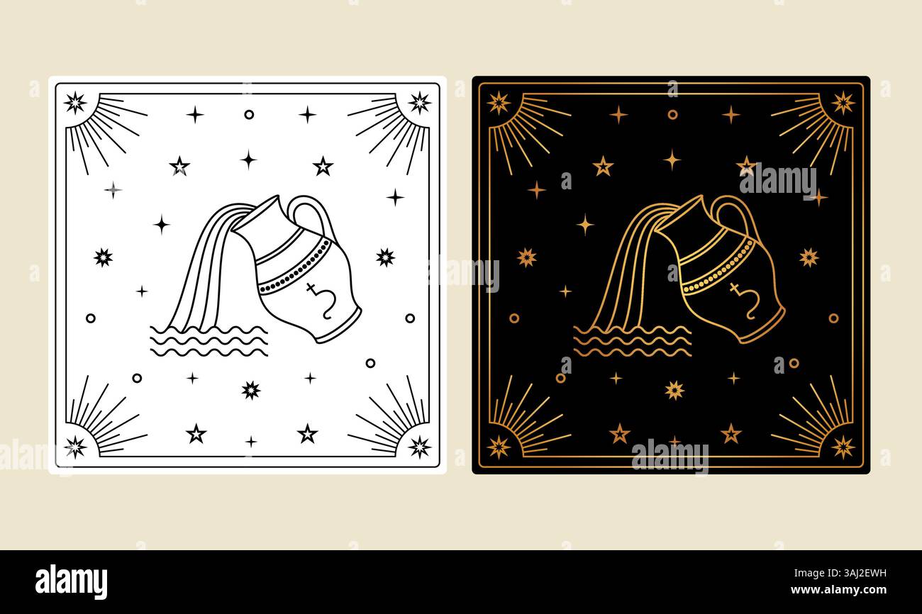 Golden aquarius sign Stock Vector Images - Alamy