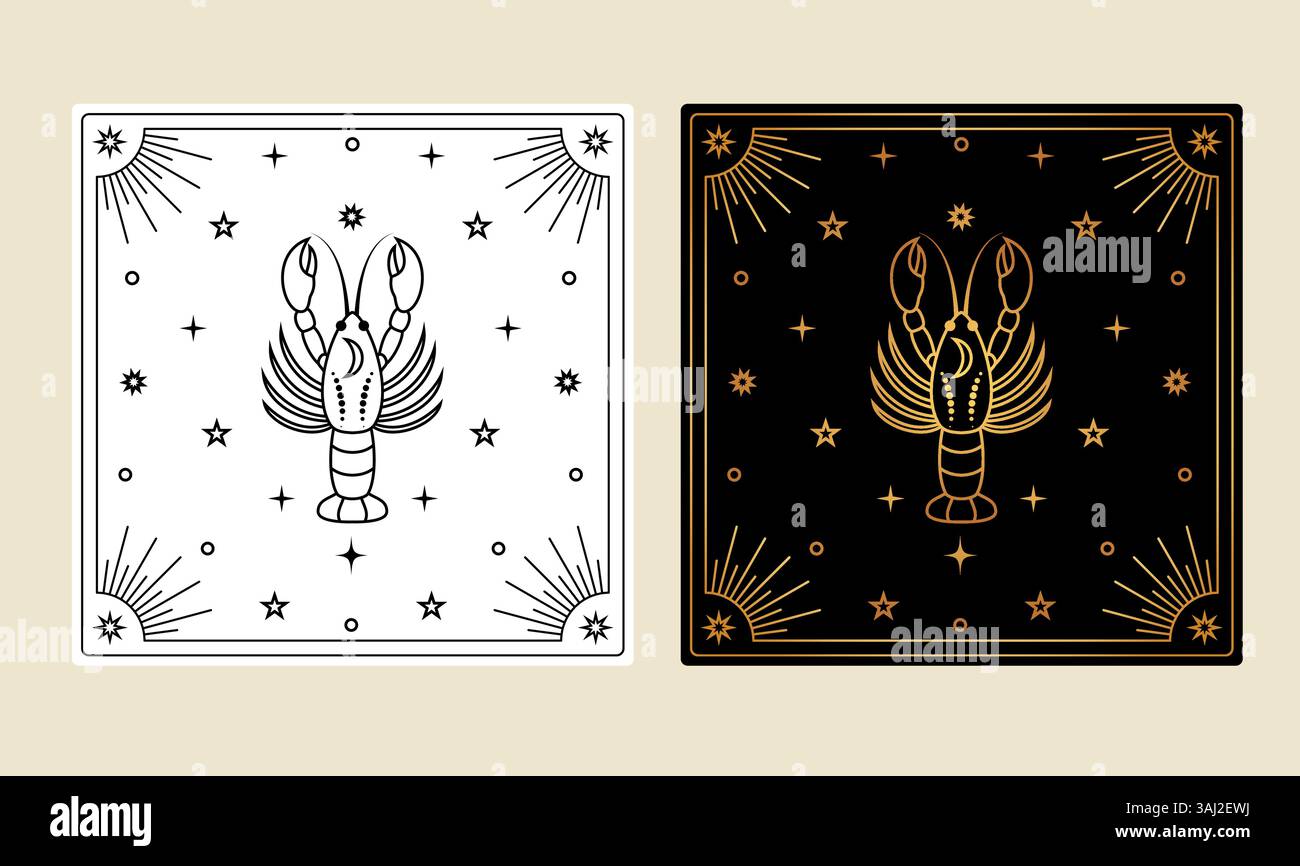 Tarot card with Cancer zodiac sign Stock Vector Image & Art - Alamy