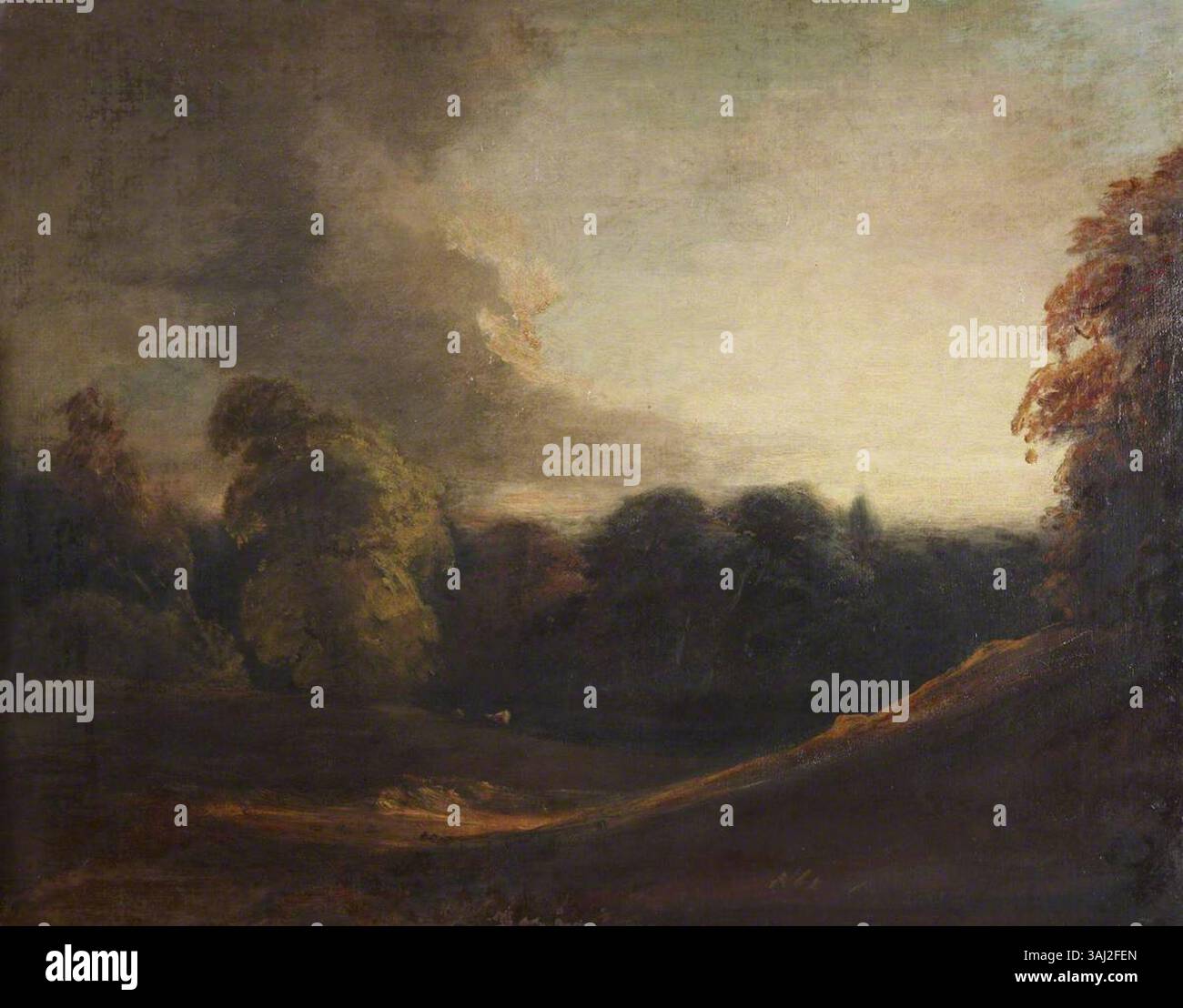 A painting in the style of John Constable, depicting the dawn over East ...