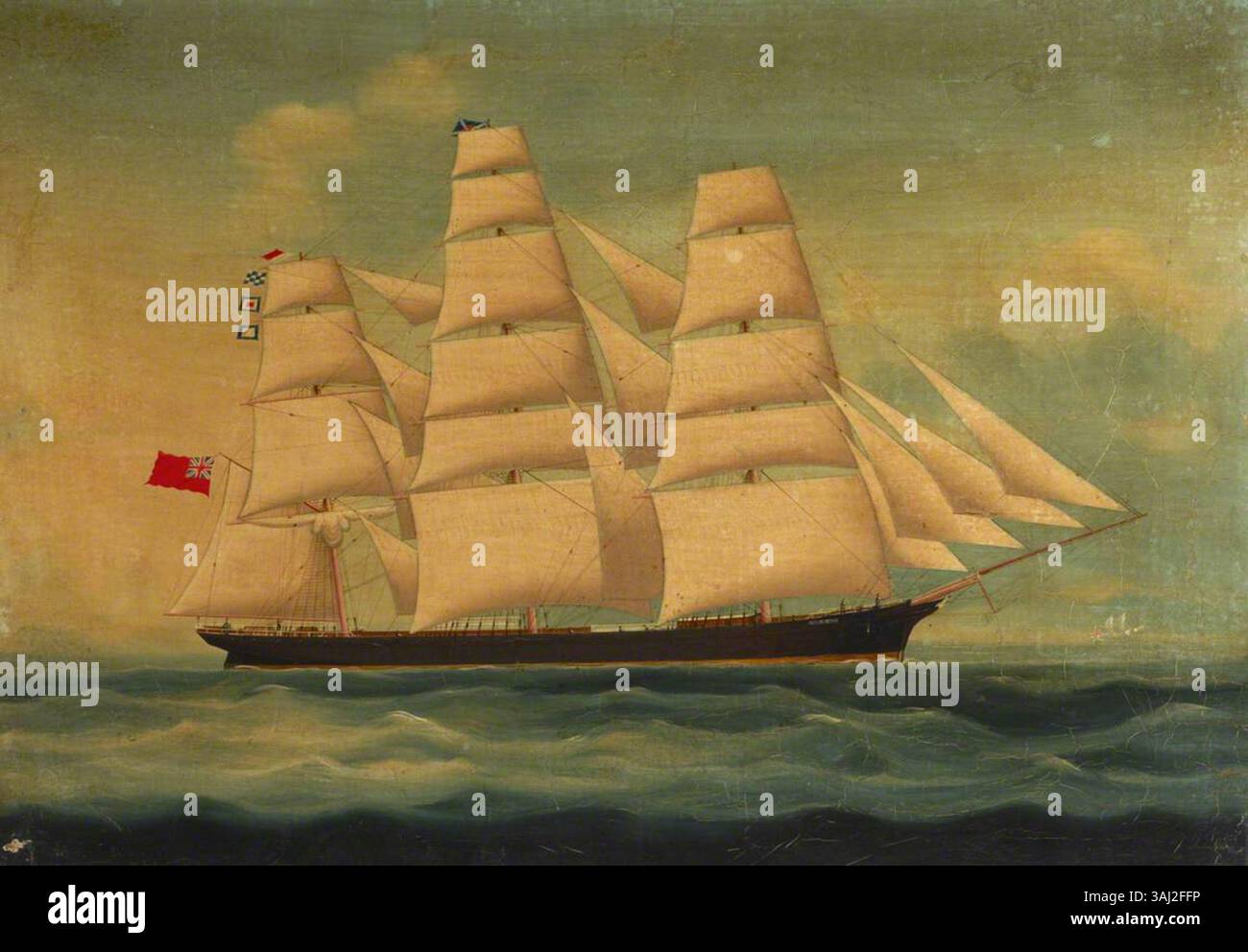 A 19th-century painting depicting the ship 'Windhover,' part of the ...