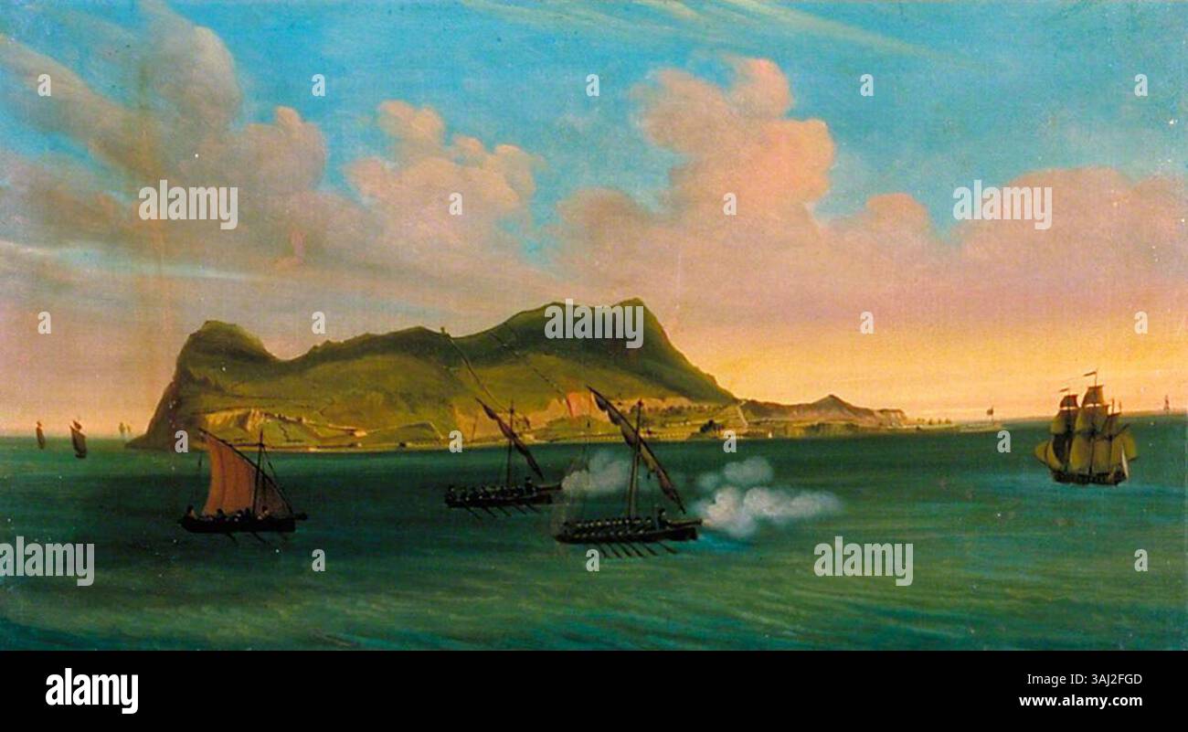 'West View of Gibraltar' (1782), an oil painting in the Government Art ...