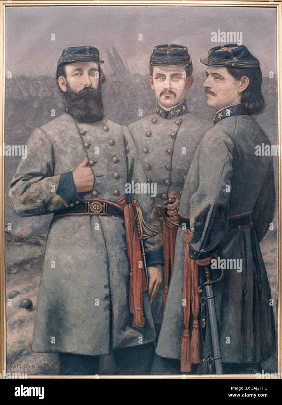 1897 oil portrait by William George Randall depicting three Confederate ...